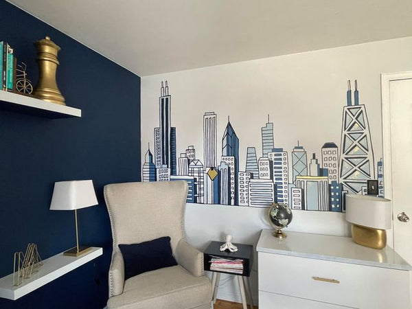 Chicago Skyline Paint-by-Number Mural – Elephants on the Wall